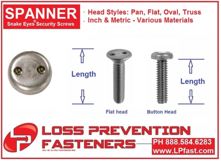 Spanner® / Snake Eyes® - Loss Prevention Fasteners